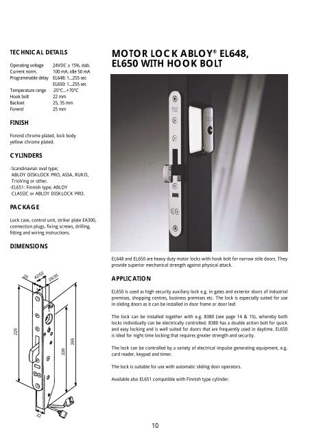 MOTOR LOCK ABLOY® EL648, EL650 WITH HOOK BOLT