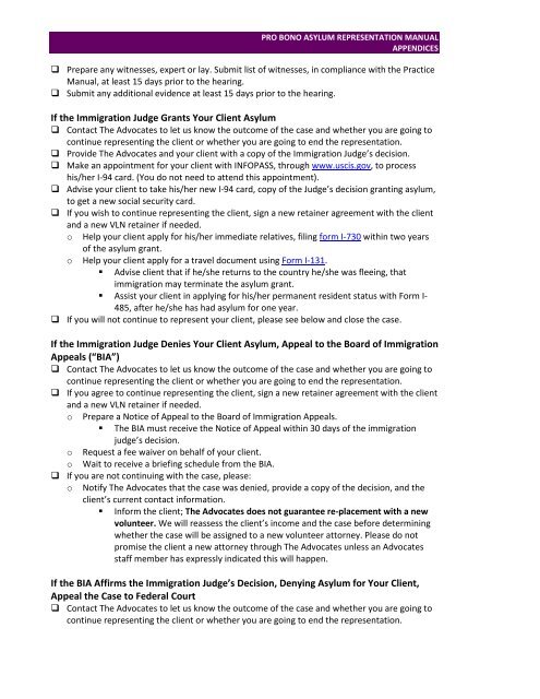 PRO BONO ASYLUM REPRESENT