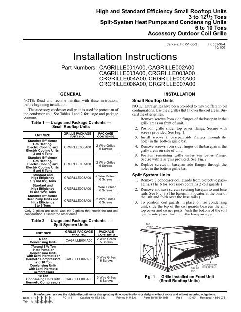 Installation Instructions - Carrier