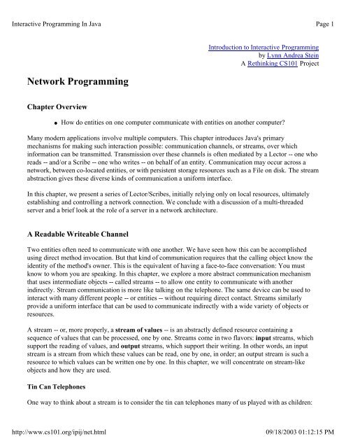 Interactive Programming In Java - The Rethinking CS101 Project