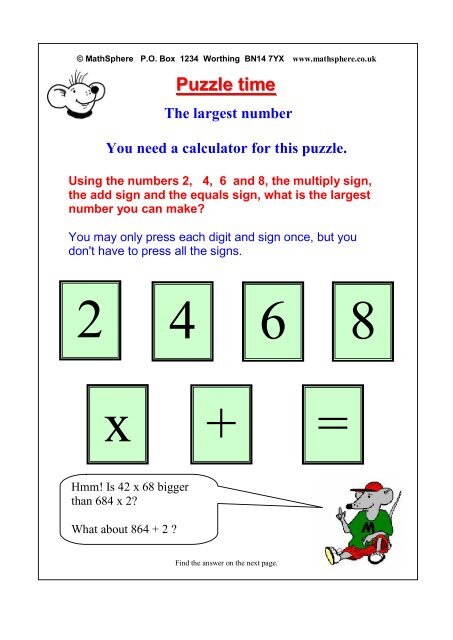 Largest number - MathSphere