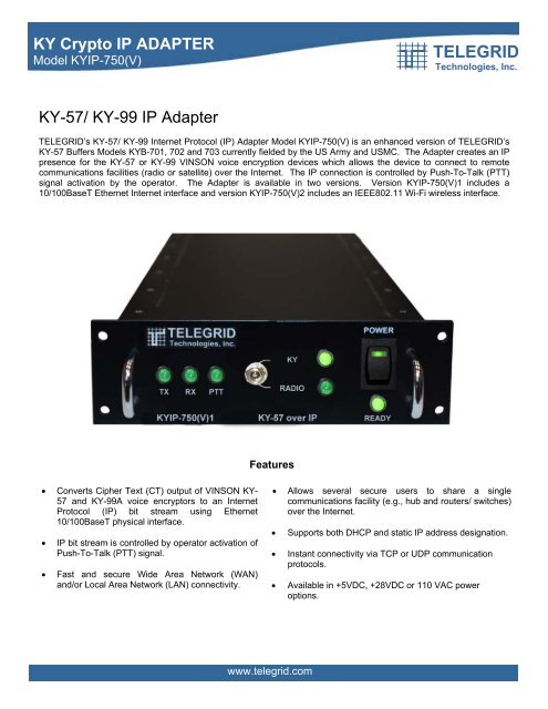 KY over IP (KYIP-750) - TELEGRID Technologies, Inc.