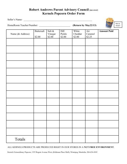 Kernels Fundraising order form 1 - Schools - revised ... - Retsd.mb.ca