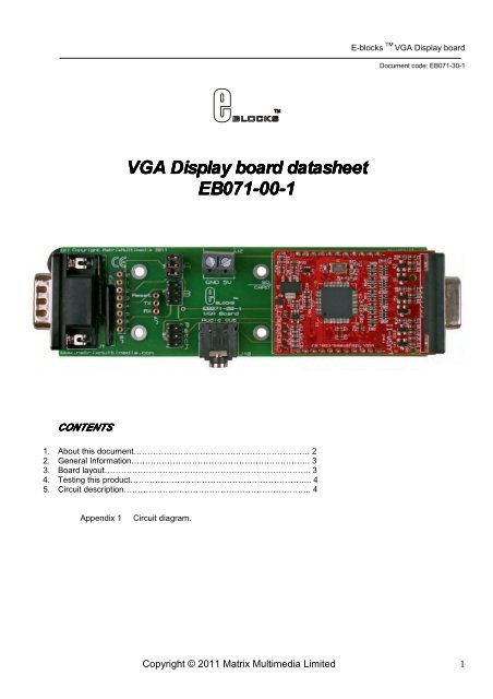 VGA Display board datasheet VGA Display board ... - Elektor