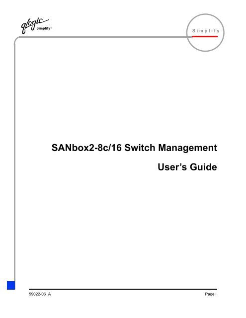 SANbox2-8c/16 Switch Management User's Guide - QLogic