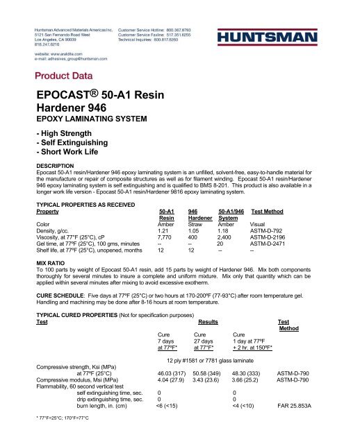 EPOCASTÂ® 50-A1 Resin Hardener 946 - Lindberg & Lund AS
