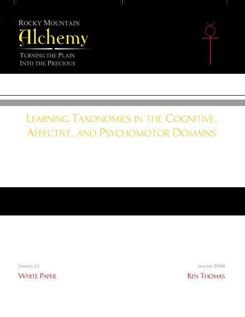 harrow's taxonomy of the psychomotor domain - Rocky Mountain ...