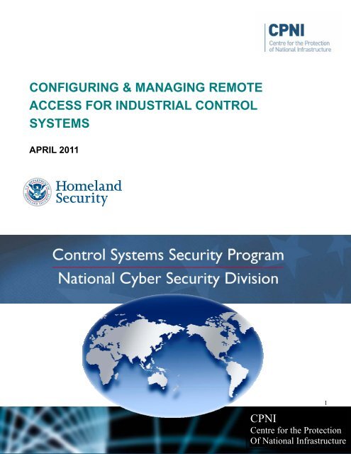 Configuring and managing remote access for industrial ... - CPNI