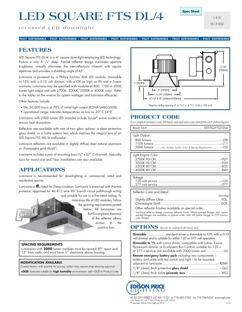 LED SQUARE FTS DL/4 - Edison Price Lighting