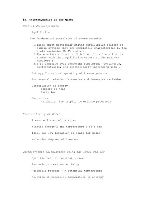 3a. Thermodynamics of dry gases General Thermodynamics ...