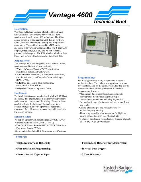 Vantage 4600 Technical Brief - Eastech Flow Controls