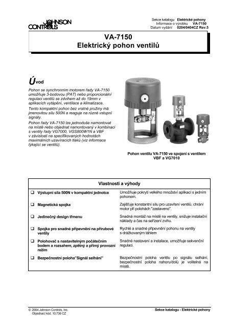 VA-7150 Elektrický pohon ventilů Úvod - MarInfo