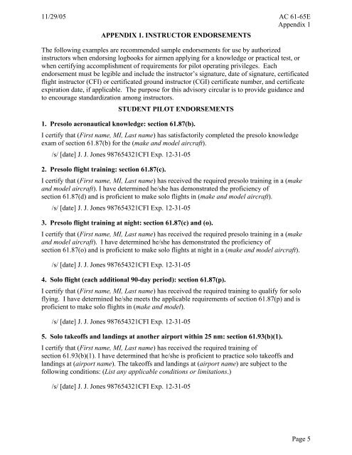 11/29/05 AC 61-65E Appendix 1 APPENDIX 1 ... - Flight Training