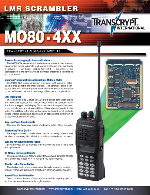 TRANSCRYPT MO80-4XX MODULE - EFJohnson