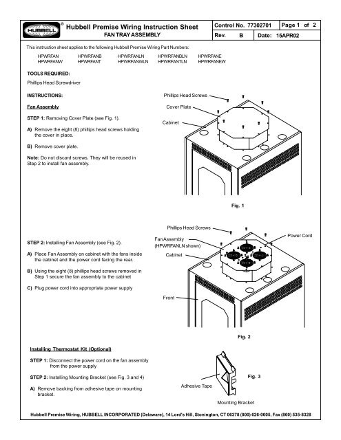 Hubbell Premise Wiring Instruction Sheet