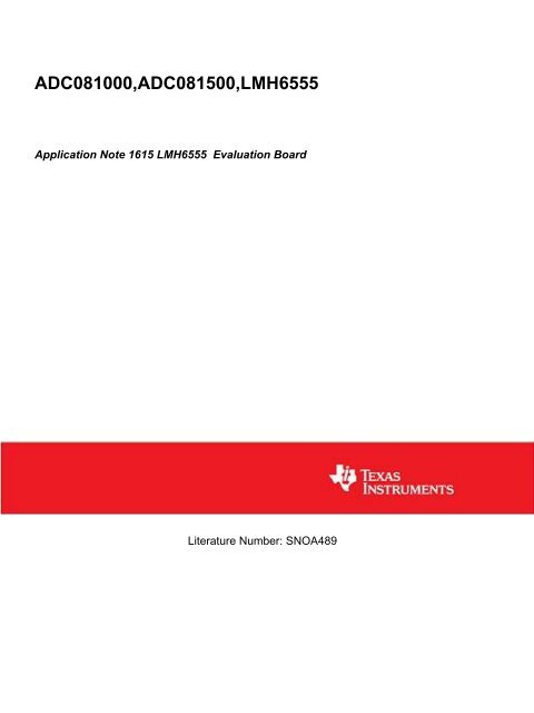 Application Note 1615 LMH6555 Evaluation Board