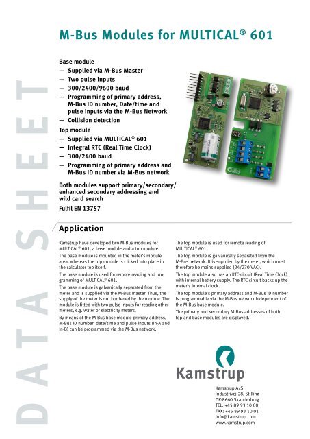 M-Bus Modules for MULTICALÂ® 601