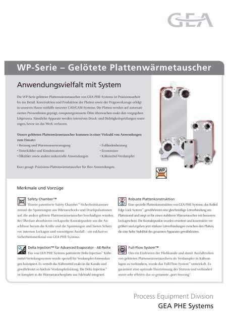 WP-Serie â GelÃ¶tete PlattenwÃ¤rmetauscher - GEA PHE Systems
