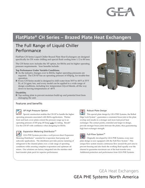 FlatPlate CH Series Product Data Sheet - GEA PHE Systems
