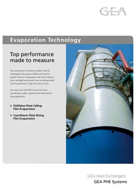 Evaporation application brochure - GEA PHE Systems