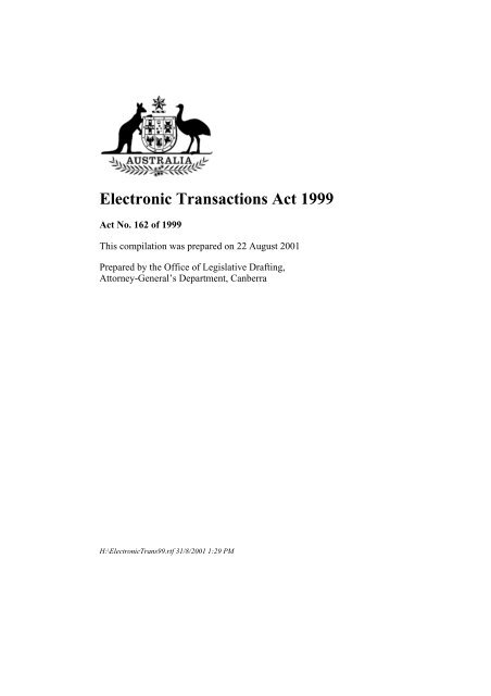 Electronic Transactions Act 1999