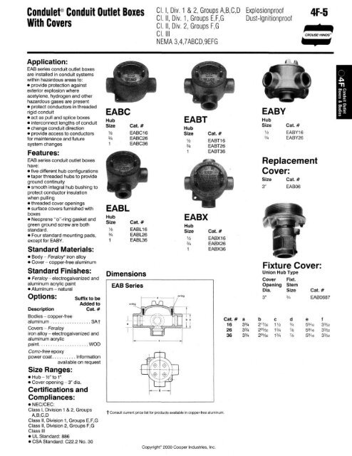 Condulet Conduit Outlet Boxes With Covers - Ontario Westburne