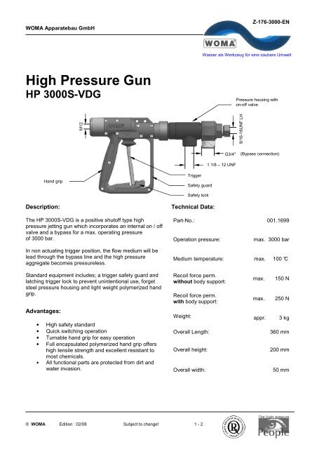 High Pressure Gun - HP 3000-VDG - Woma