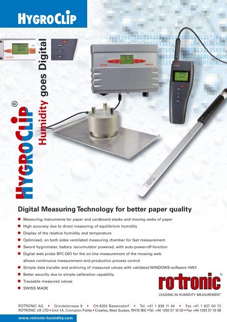 Humidity in paper S1 / GTS / BFC-UART - ROTRONIC AG