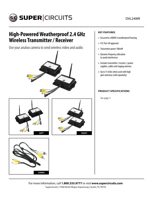 High-Powered Weatherproof 2.4 GHz Wireless Transmitter / Receiver