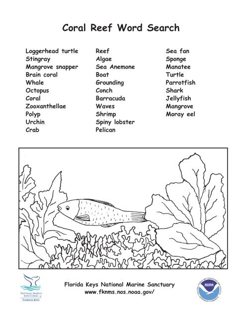 Coral Reef Word Search - National Marine Sanctuaries - NOAA