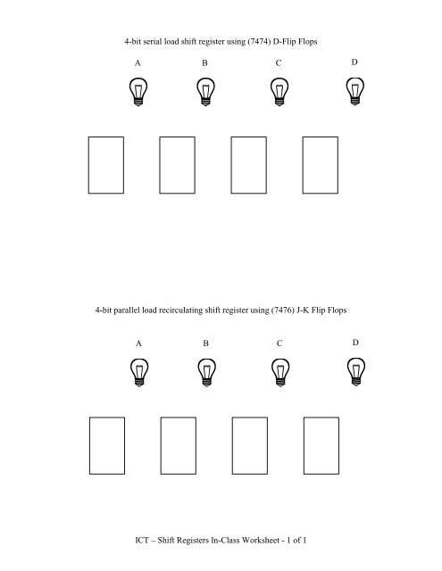 4-bit serial load shift register using (7474) D-Flip Flops