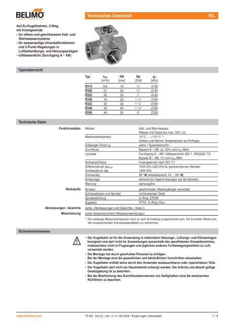 Technisches Datenblatt R3.. - Belimo
