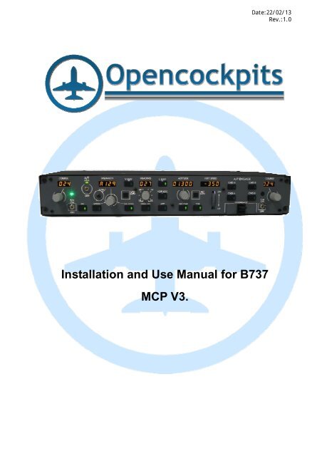Installation and Use Manual for B737 MCP V3. - Opencockpits