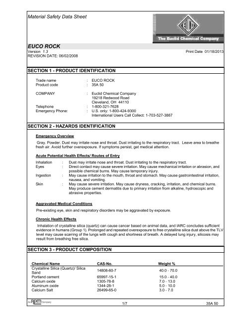 Euco Rock MSDS - USA - Euclid Chemical Co