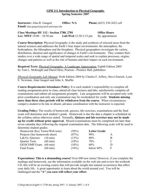 GPH 111 Introduction to Physical Geography - Glendale Community ...