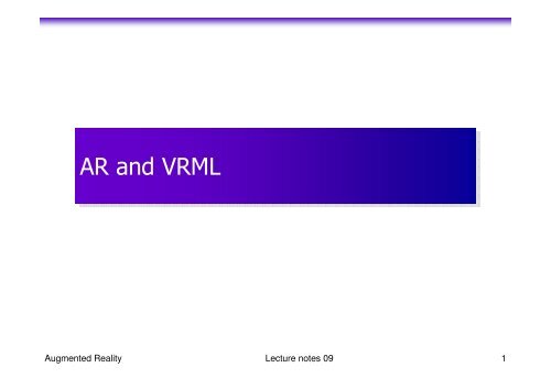 AR and VRML AR and VRML