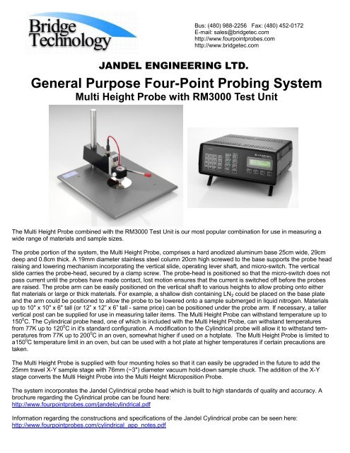 Multi Height Probe Sample Stage Options - Four Point Probes