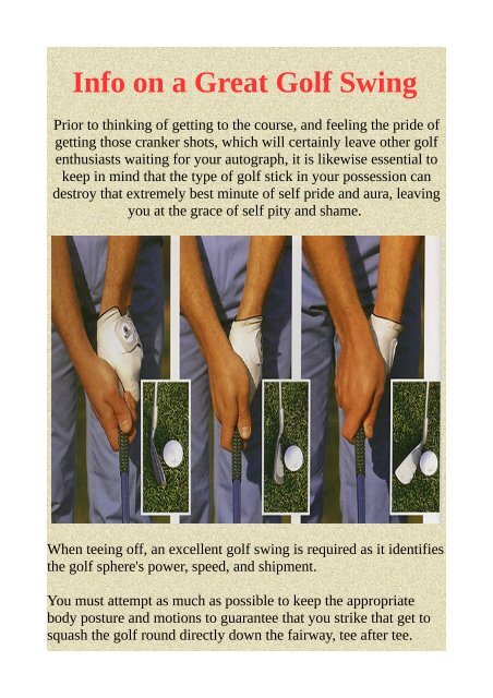 Info on a Great Golf Swing