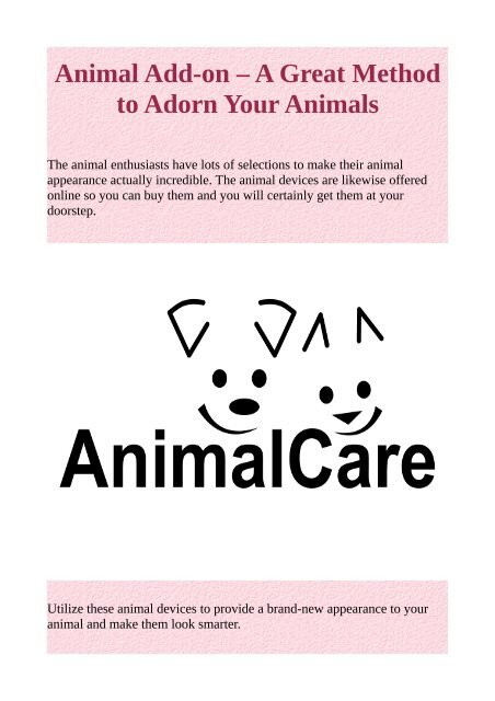 Animal Add-on – A Great Method to Adorn Your Animals