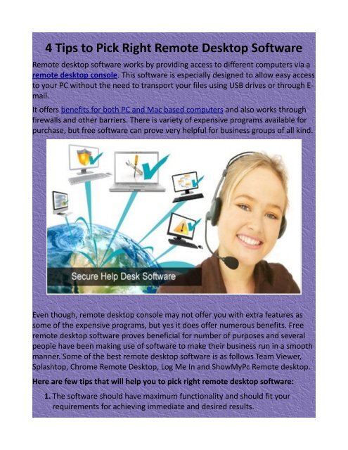 4 Tips to Pick Right Remote Desktop Software