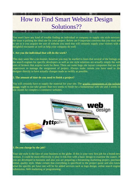 How to Find Smart Website Design Solutions??