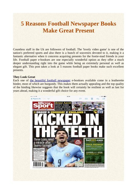 5 Reasons Football Newspaper Books Make Great Present