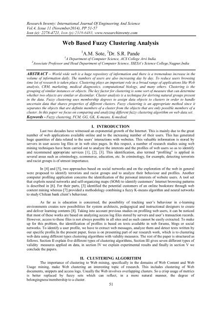 Web Based Fuzzy Clustering Analysis