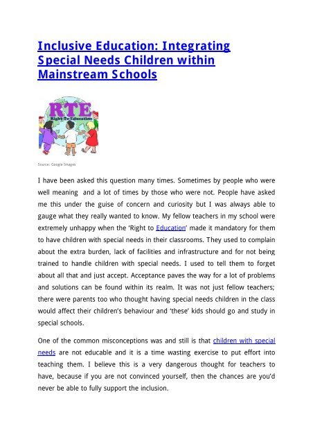 Inclusive Education: Integrating Special Needs Children within ...