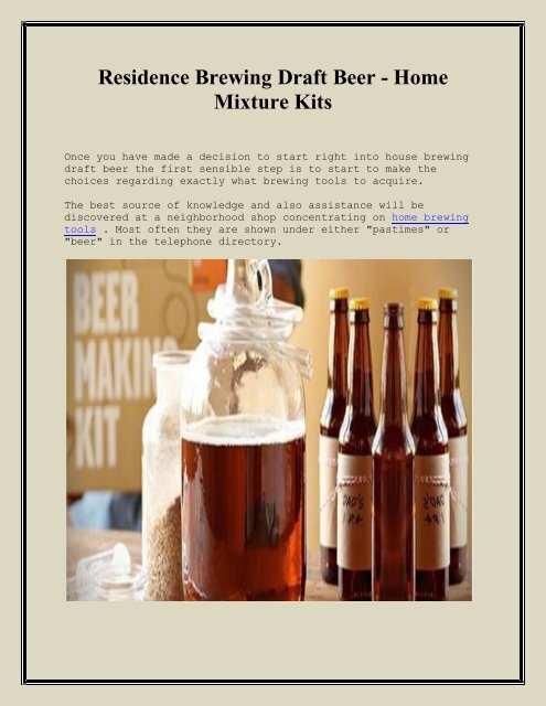 Residence Brewing Draft Beer - Home Mixture Kits