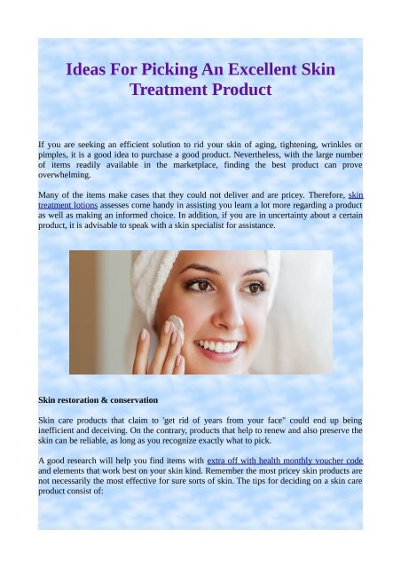Ideas For Picking An Excellent Skin Treatment Product