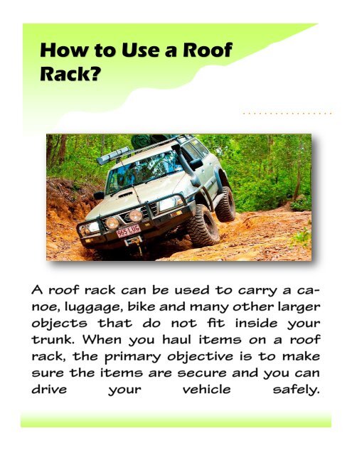 How to Use a Roof Rack?