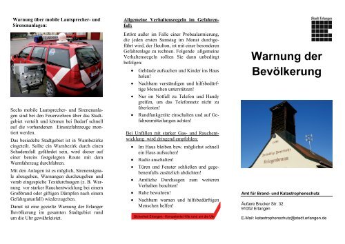 Warnung der Bevölkerung - bei der Feuerwehr Erlangen Warnung der Bevölkerung - bei der Feuerwehr Erlangen