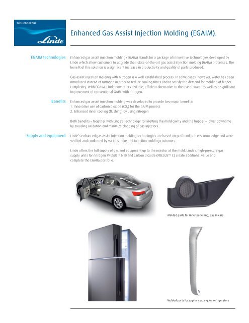 Enhanced Gas Assist Injection Molding (EGAIM). - Linde Plastics