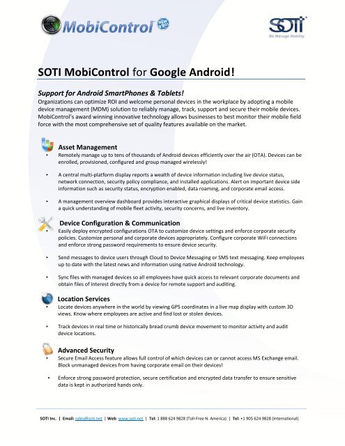 SOTI MobiControl for Google Android!